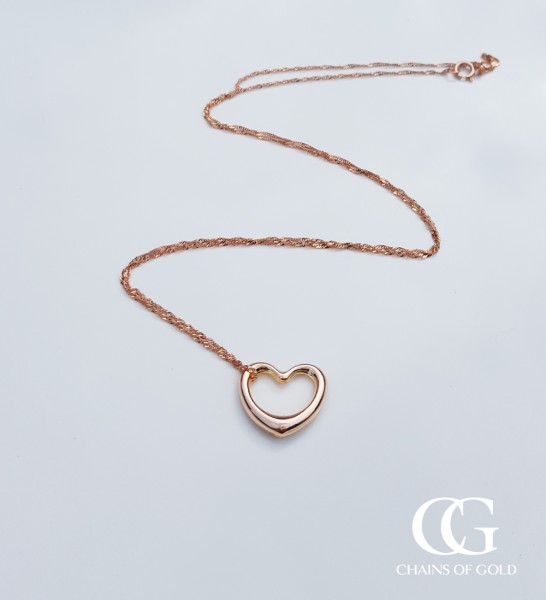 Floating Heart Necklace in Solid 9ct White Yellow or Rose Gold
