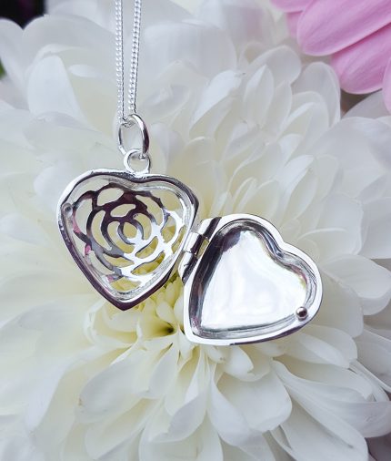 Personalised Solid Sterling Silver Open Heart Locket Necklace