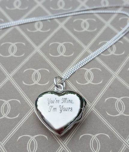 Personalised Solid Sterling Silver Open Heart Locket Necklace