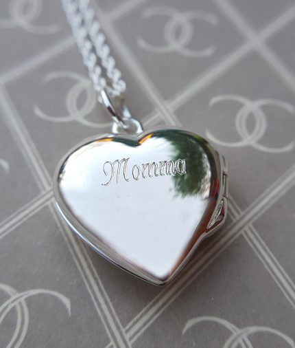 Personalised Solid Sterling Silver Open Heart Locket Necklace