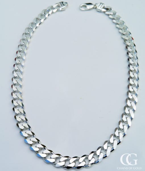 Chunky Sterling Silver 9mm Flat Curb Chain 18" 20" 24'' | Chains of Gold
