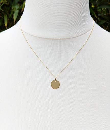 Gold Disc Necklace Solid 9ct Personalised from Chains of Gold
