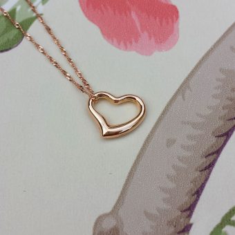 Floating Heart Necklace in Solid 9ct White Yellow or Rose Gold