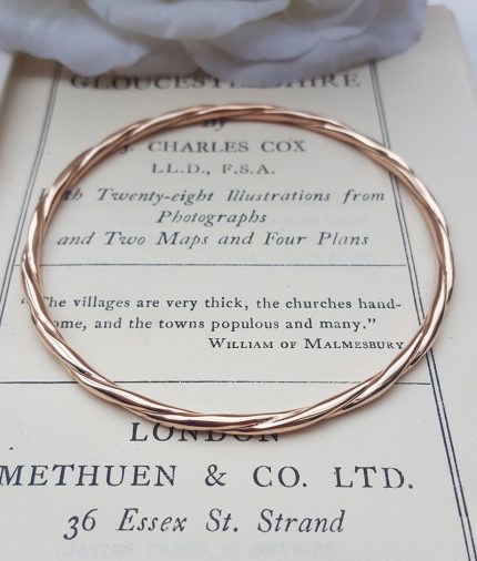 Solid 9ct Rose Gold Twist Slave Bangle | Hand Made in the UK