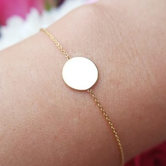 Personalised 9ct Yellow White or Rose Gold Disc Bracelet
